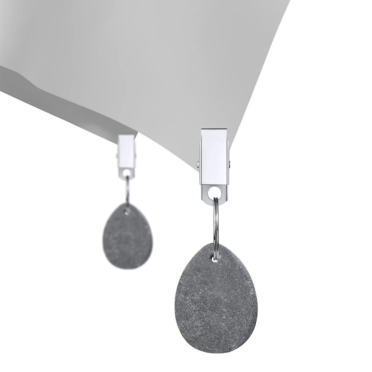 RJUN 8pcs Tablecloth Weights Tablecloth Pendant Stone Table Cover Weights Hangers with Metal Clips (Drop-Grey)