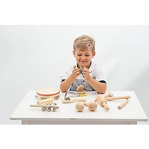 SOUJOY 13 Pack Kids Musical Instrument, Wooden Toddler Percussion Toy Set, Baby Montessori Toys for 2-12 Years Old, Preschool Educational Musical Toys for Children Early Learning