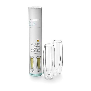 Outset Stemless Champagne Flutes Double Wall Glassware, Borosilicate Glass 2 Count (Pack of 1)