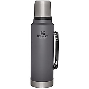 Stanley Classic Vacuum Insulated Wide Mouth Bottle - Charcoal - BPA-Free 18/8 Stainless Steel Thermos for Cold & Hot Beverages - 1.5 QT