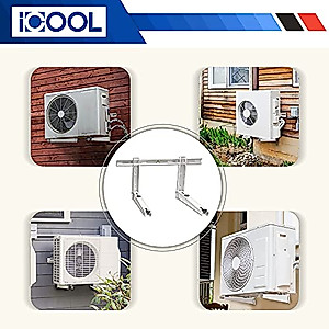 ICOOL Mini Split Wall Mounting Bracket for 9000-36000 BTU Universal Ductless Air Conditioners, Heat Pumps, Compressors & HVAC Systems, Outdoor Heavy Duty Foldable Wall Mount Condenser Bracket