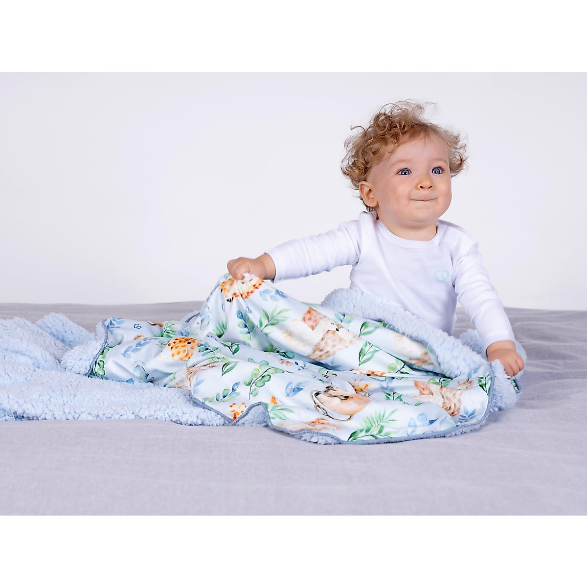 Newborn Blankets for Boys Warm Sherpa Blanket Light Blue, 30"x40" Mink Cozy Soft Baby Blankets Baby Shower Gifts - Newborn Essentials Must Haves-Machine and Dryer Safe, Baby Gifts by BAMBINO CREATIONS