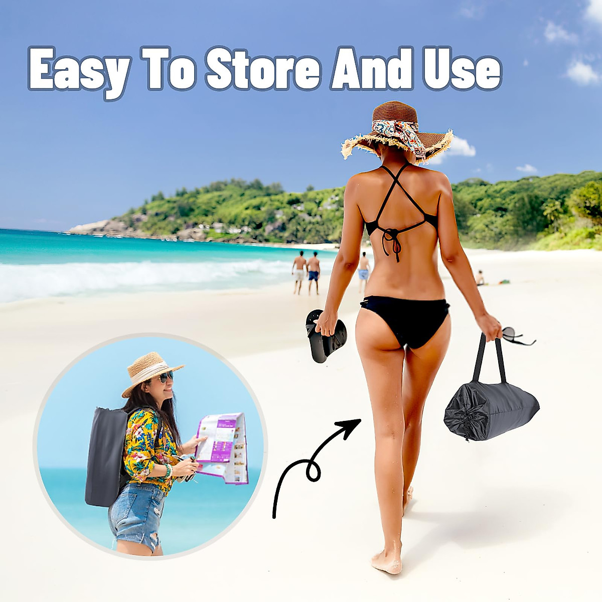 Portable Beach Mat Lounge Chair, Folding Lounge Chairs for Adults, Ideal Tanning Mat for Sunbathing, Beach Lounger for Patio Lightweight Camping Chairs