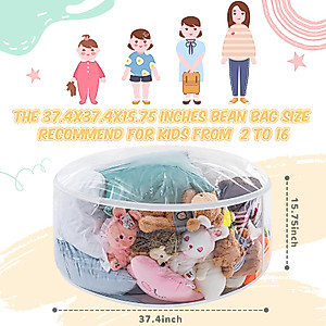 Teenyyou Stuffed Animal Storage Bean Bag Chair Sofa Cover Zipper Large Transparent PVC Stuffed Animal Organizer Bean Bag Seat Only for Organizing Rooms Plush Toys When Filled (Chair Style,38 Inch)