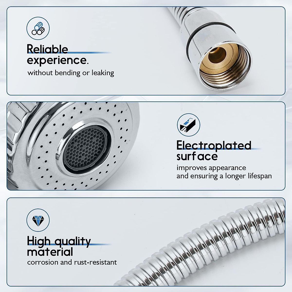 LukLoy Shampoo Bowl Sprayer Hose Replacement, 1/4" Nut Professional Salon Sink Stainless Steel Hose for Sink Shampoo Bed