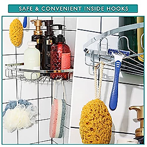 Lagute 2-Pack Corner Shower Caddy, SUS304 Stainless Steel, Wall Mounted Bathroom Shelf with Adhesive, Rustproof Storage Organizer for Toilet, Dorm and Kitchen, No Drilling, Silver