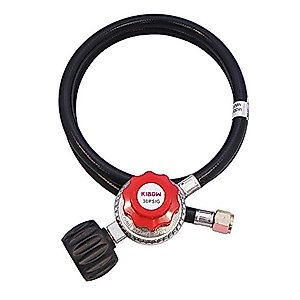 KIBOW 0~30PSI High Pressure Adjustable Propane Regulator with 4FT Hose-Type 1(QCC 1) Connection