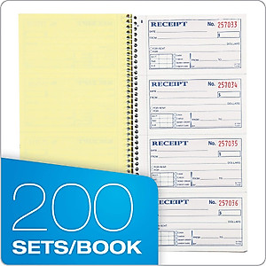 Adams Money and Rent Receipt Book, 2-Part Carbonless, 5-1/4" x 11", Spiral Bound, 200 Sets per Book, 4 Receipts per Page (SC1152)