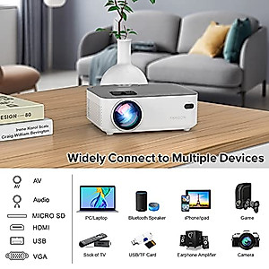 Mini WiFi Projector with Bluetooth - 1080P Supported Outdoor Movie Projector for Home Theater, FANGOR Portable Video Projector with HDMI USB VGA AV Interfaces [Tripod and Carry Bag Included]
