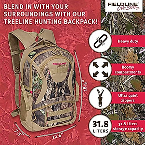 Fieldline Treeline Womens Hunting Backpack PRO Series | Tactical Backpack for Women and Men | Camo Backpack for Hunting | Heavy Duty Army Backpack | 31.8L Capacity