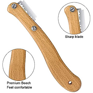 ETSAMOR Bread Bakers Lame Hand Crafted Wooden Handle Bread Slashing Tool for Bread Slicer Cake Cutter with Plastic Protective Cover 5 Sharp Blades
