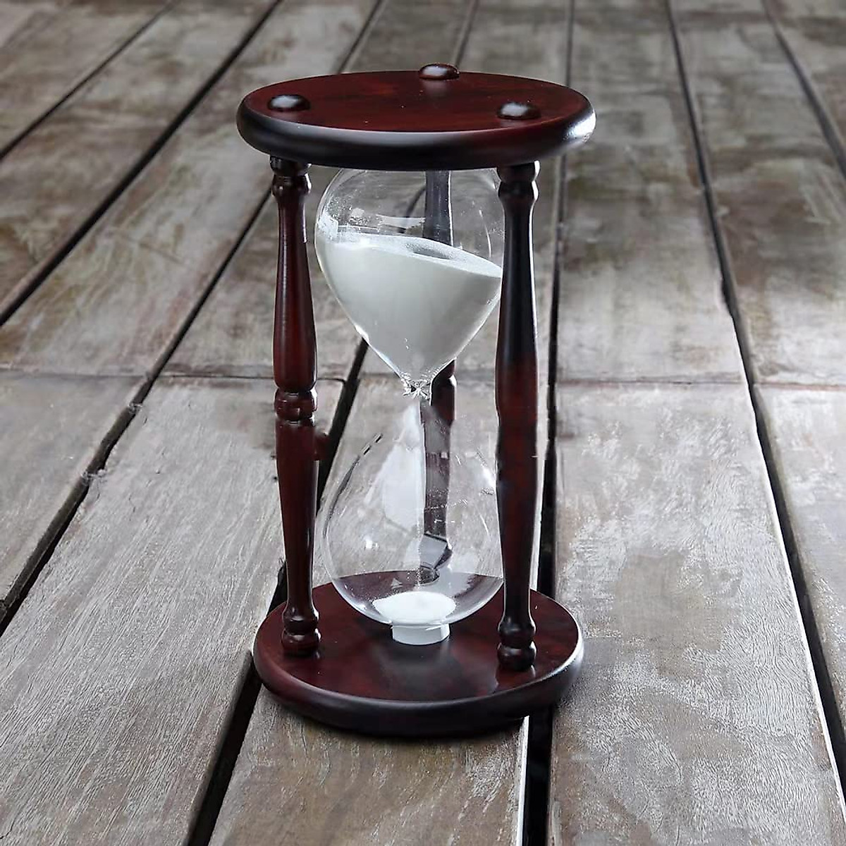 BAWAQAF Sandglass,Wooden Hourglass,Sturdy Frame Structure Hourglass,60-Minute Timer Hourglass,Home Office Desktop Decoration Hourglass,Clear,transparent