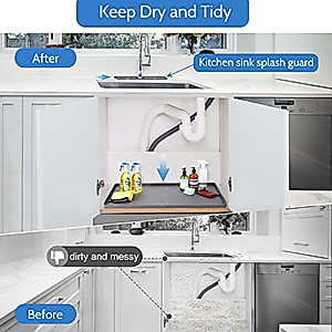 Optish Under Sink Mat, 34" x 22" Under Sink Mats for Kitchen Waterproof Flexible Silicone Undersink Mats for Bottom of Kitchen Sink Under Sink tray