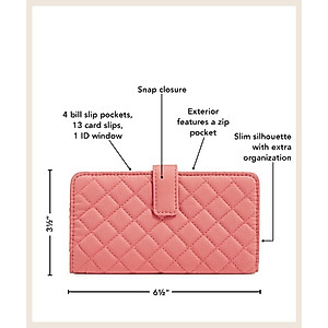 Vera Bradley Cotton Finley Wallet with RFID Protection, Paradise Coral