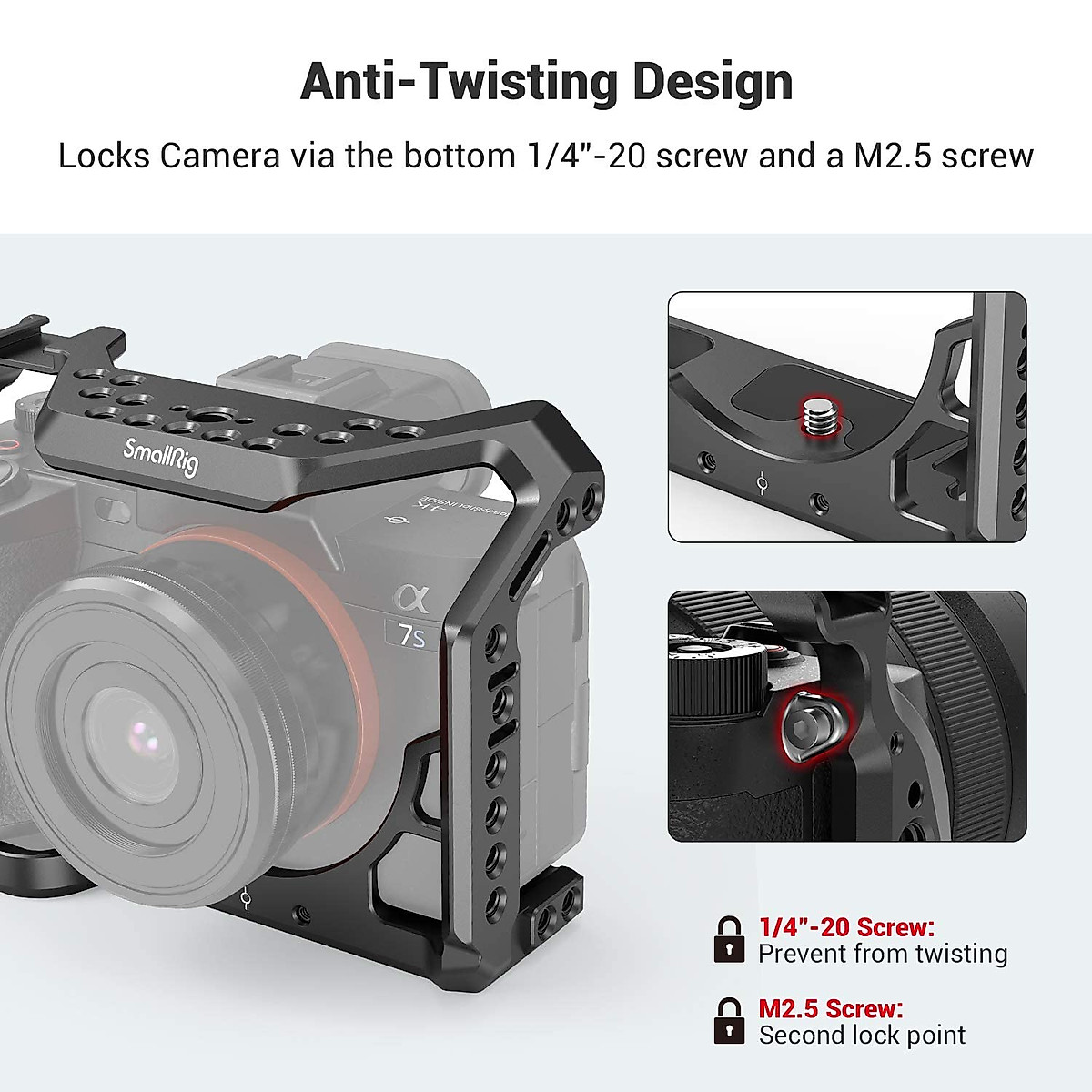 SMALLRIG Camera Cage Kit Professional Kit for Sony Alpha 7S III / A7S III / A7S3 with HDMI Cable Clamp and Wooden Side Handle - 3008