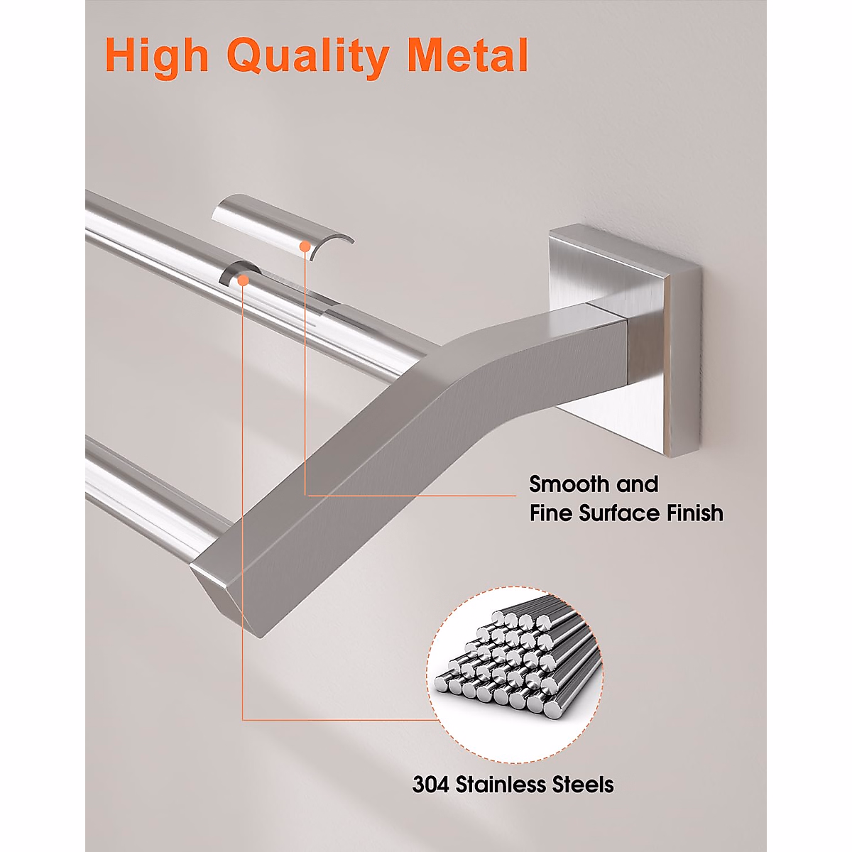 Alise Bath Double Towel Bars Towel Racks for Bathroom,Wall Mount Towel Holder Heavy Duty SUS304 Stainless Steel Towel Hanger Towel Rail,Brushed Nickel,24 Inch