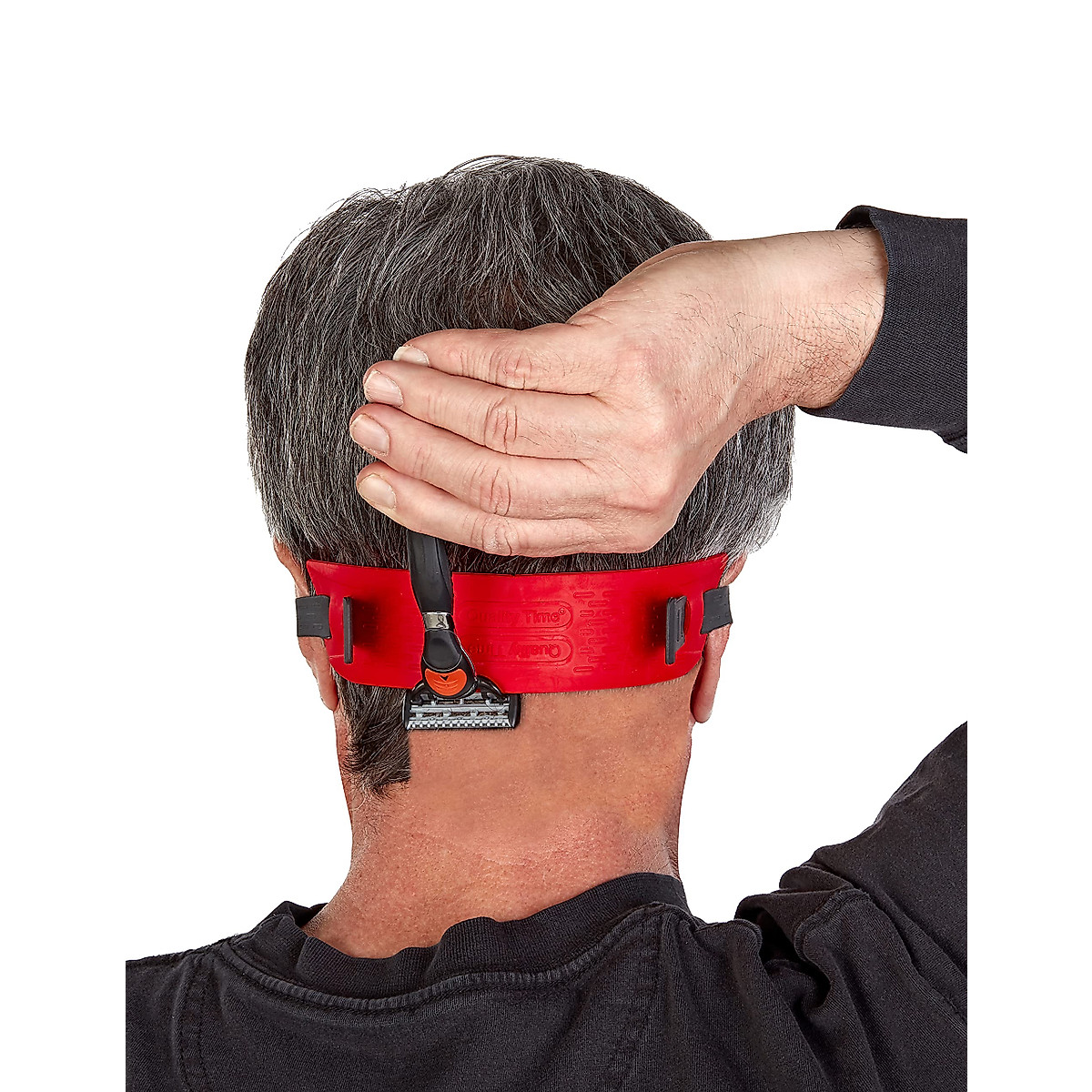 Quality Time Neck Hair Guide Premium, 2 Different Neckline Templates with All 4 Neck Hairline Styles; A Premium Adjustable Stencil for Haircut, Do It Yourself, Made in USA