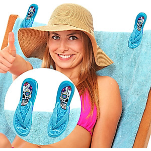 PERFORMORE Flip Flop Beach Towel Clips (Blue), 2-Pack, Portable Towel Holder Clips, Secure Clips for Beach Chairs Deck Patio Pool Boat Cruise Lounge Chair Accessories