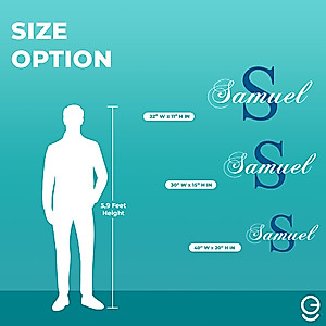 e-Graphic Design Inc Custom Name & Initial Cursive Letters Wall Decal | Baby Boy Girl Decoration - Mural Wall Decal Sticker for Home Interior Decoration Car Laptop (MM39) (Wide 22" x 11" Height)