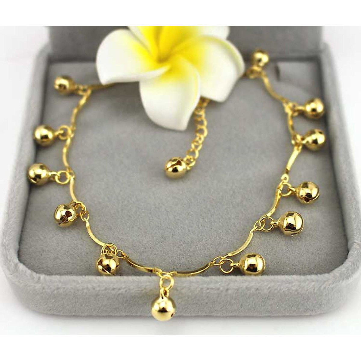 Rosary Bracelet Barefoot Bells Women Foot Bracelet Ankle Jewelry Beach Sandal Anklet - Ankle Bracelets for Women Teen Girls Jewelry Gifts (Gold, One Size)