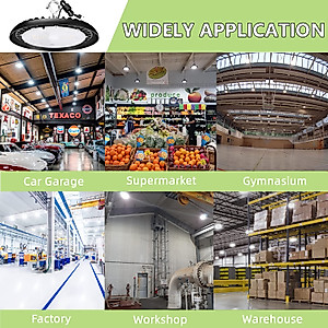 2 Pack LED High Bay Light with US Plug 6FT Cable, 120V 200W 26000LM 5000K Daylight, 800W-1000W HID/HPS Equivalent, UL IP65 Commercial Warehouse Lighting for Workshop,Garage, Gym,Factory, Non-Dim