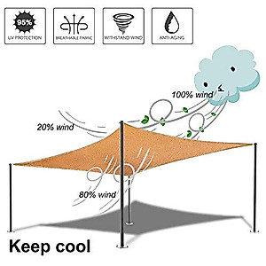 COCONUT Rectangle Sun Sail Canopy 8 X 10 Ft Heavy Duty Shade Cloth Outdoor Patio Cover UV Block Sunshade Fabric Awning Shelter for Deck Carport Pool Garden, 8' x 10', Sand