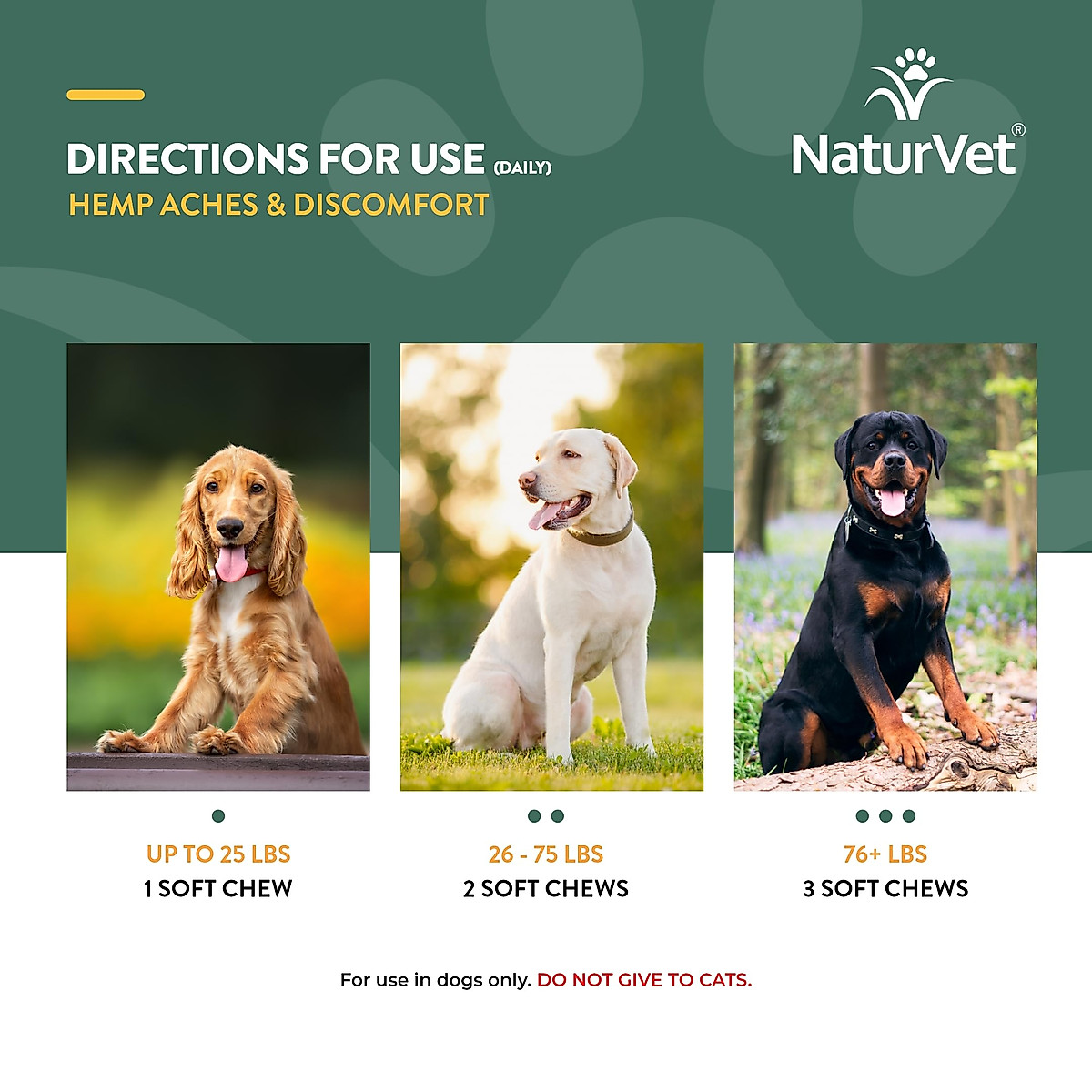 NaturVet Hemp Aches & Discomfort Plus Hemp Seed for Dogs, 60 ct Soft Chews, Made in The USA