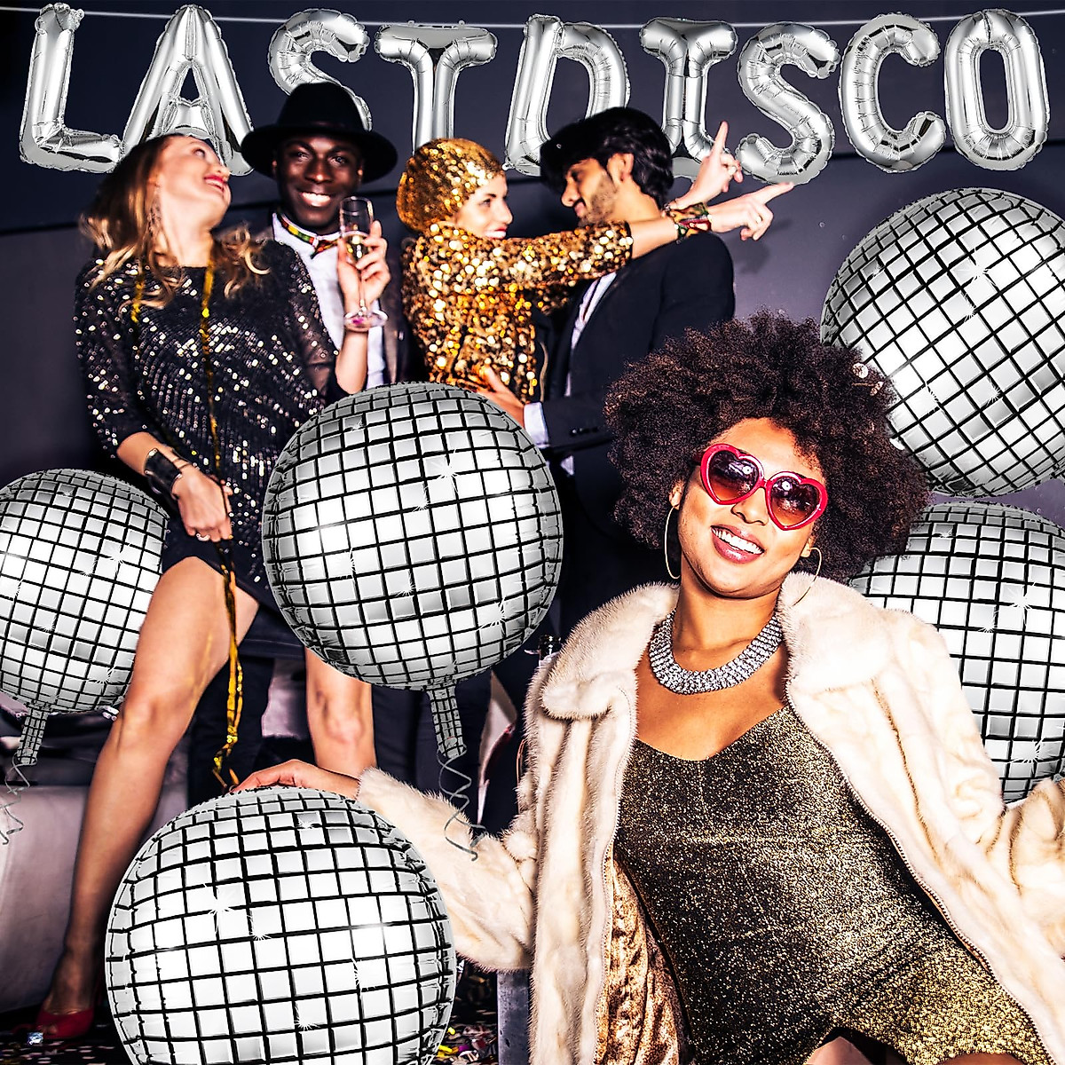 DSLSQD 15 Pieces Last Disco Balloons, Silver Last Disco Balloons 16 Inch Disco Letters and 22 Inch Disco Ball Balloons Last Disco Bachelorette Party Decorations Bridal Shower Party Supplies