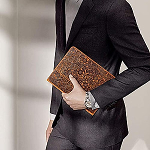 Gexmil iPad air 10.5 Inch 2019 Case, with Built-in Apple Pencil Holder,applies Cowhide Folio Cover for iPad pro 10.5 Genuine Leather case (Pattern-Brown+Pencil Holder)