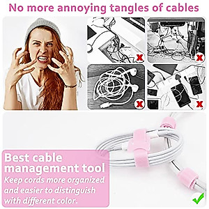 70pcs Computer Cable Ties, Wire Ties, Cord Ties Reusable for Electronics, Hook and Loop Microfiber Cable Ties Extension for Storage, pink, 4, 6, 8 inch