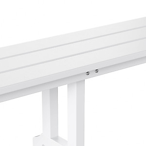 WO Outdoor Furniture 65” Long Trestle Horizontal Poly Lumber Bench Seat Chair, UV and Weather Resistant, Perfect for Dining, Patio, Garden, Balcony, Porch, Backyard, (White)