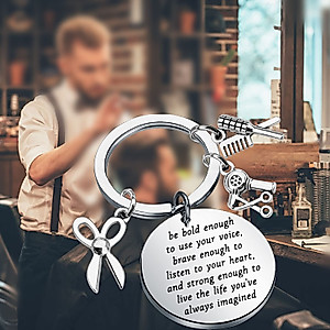 AKTAP Hair Stylist Gift Hairdresser Keychain Inspirational Hairstyliest Jewelry Cosmetology Graduation Gift Be Bold Enough to Use Your Voice (Hairdresser Keychain)