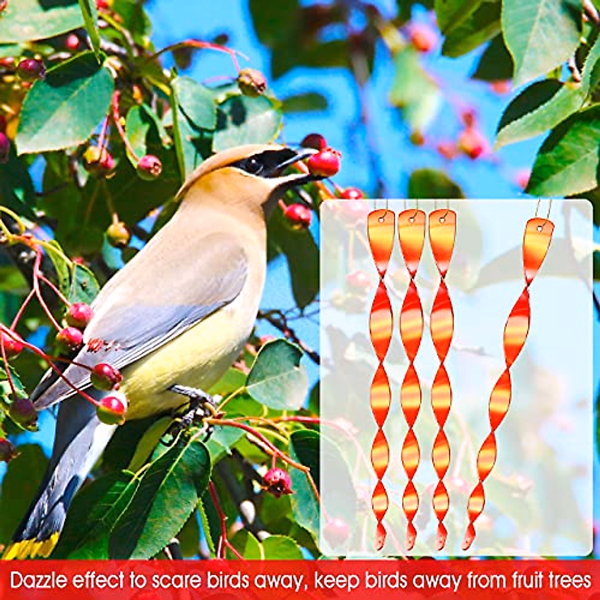 YoungJoy 30 Pcs Reflective Rods Wind Twisting Spiral Device Hanging Reflectors (Red, 30 Pcs)