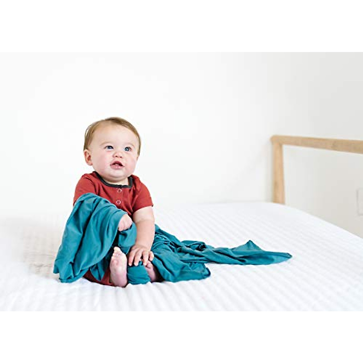 Large Premium Knit Baby Swaddle Receiving Blanket "Steel" by Copper Pearl