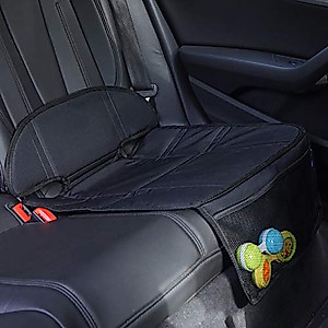 INFANZIA Car Seat Protector with Thickest Padding - Auto Seat Cover Mat for Baby Child Car Seats, Waterproof 600D Fabric, PVC Leather Reinforced Corners & 2 Large Pockets for Handy Storage