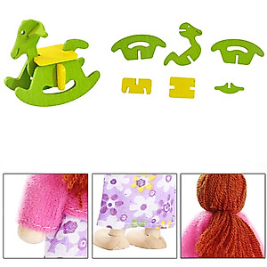 PUCKWAY Lovely Happy Family Dolls Playset Wooden Figures Set of 7 People with Dog for Kids Children Toddlers Dollhouse Pretend Gift