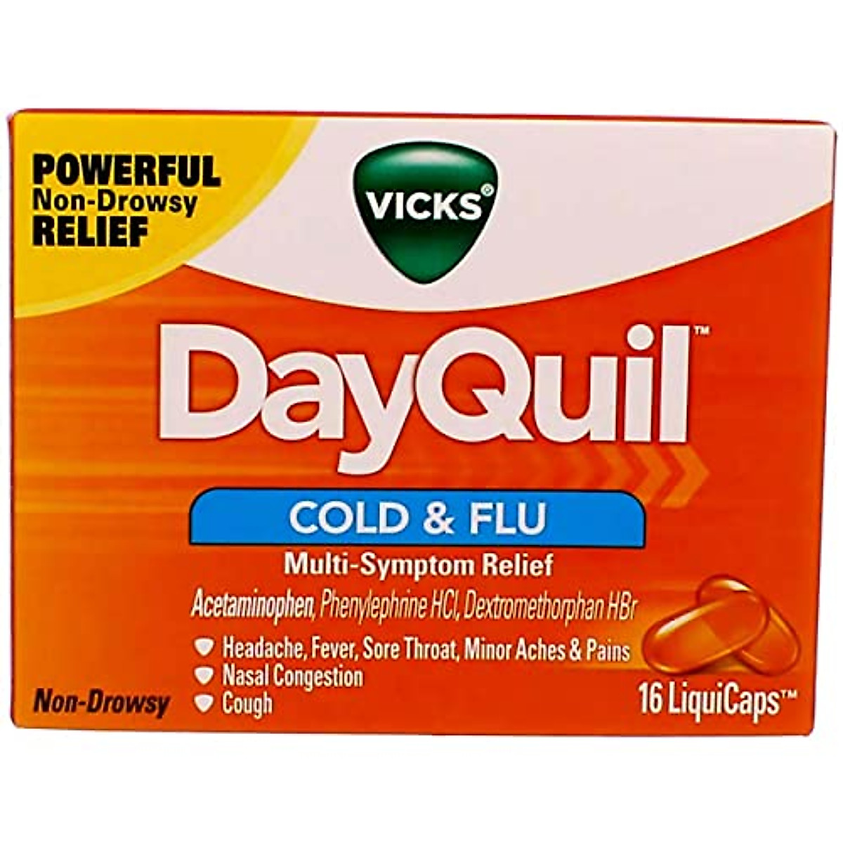 Vicks DayQuil LiquiCaps 16 Count, (Pack of 4)