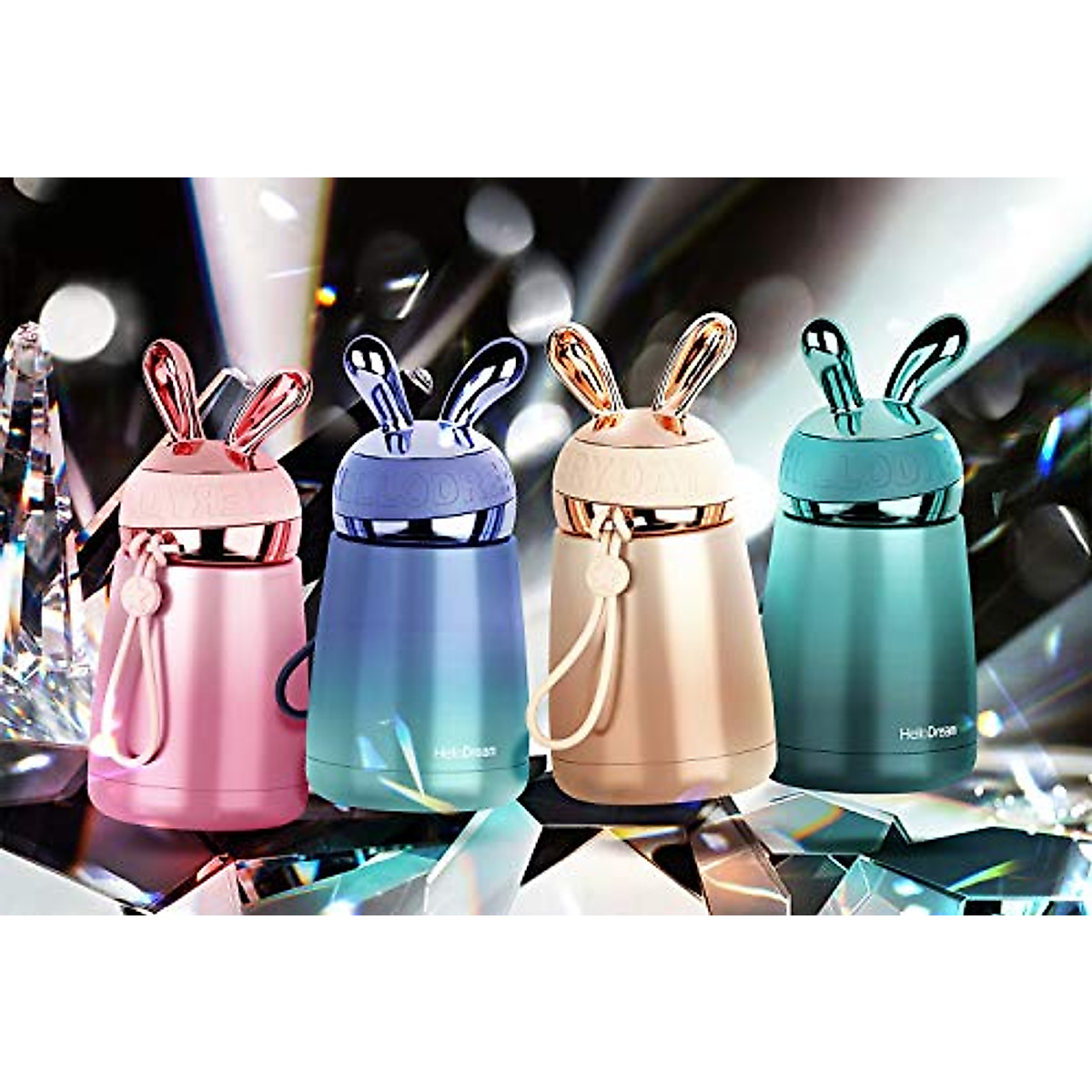 AINAAN Double Stainless Steel Vacuum Girl Thermos Coffee Cup Durable Leakproof BPA Free Travel Office School （Pink