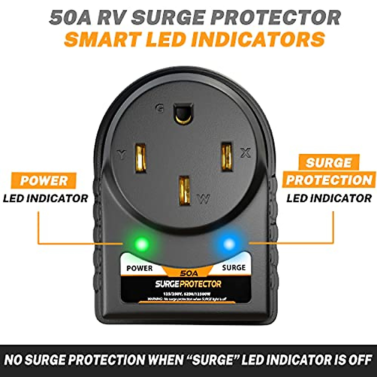 CARMTEK RV Surge Protector 50 Amp - Power Adapter with Integrated Surge ...