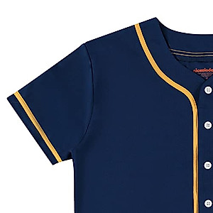 Mens Spongebob Squarepants Baseball Jersey - Spongebob, Patrick, Squidward & Mr Krab - Mesh Button Down Baseball Jersey (Navy, X-Large)