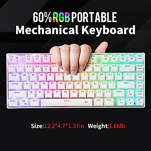 chuangquan Wireless Mechanical Gaming Keyboard, 2.4G/Wired 81 Keys Keyboard, Blue Switches Hotswap, RGB Backlit, High Battery Lasting, for PC Mac