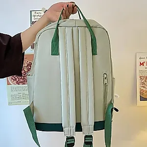 Splendrive Cute aesthetic backpack with cute duck accessories Christmas gift Outdoor Daypack (Green)