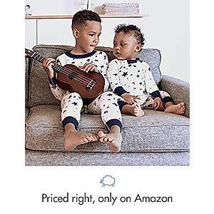 Moon and Back by Hanna Andersson Baby Girls' Organic Cotton Long-Sleeve Top and Bottom Pajama Set, Pack of 2, Light Blue, Cars/Trucks/Bikes, 18-24 Months