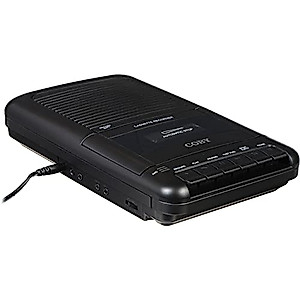 Coby CVR22 Portable Cassette Player and Tape Cassette Recorder with Built-in Microphone, Built-in handle, and One-Touch Recording with Automatic Stop - Black