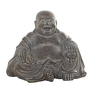 Deco 79 Magnesium Oxide Buddha Indoor Outdoor Meditating Garden Sculpture, 23" x 19" x 18", Brown