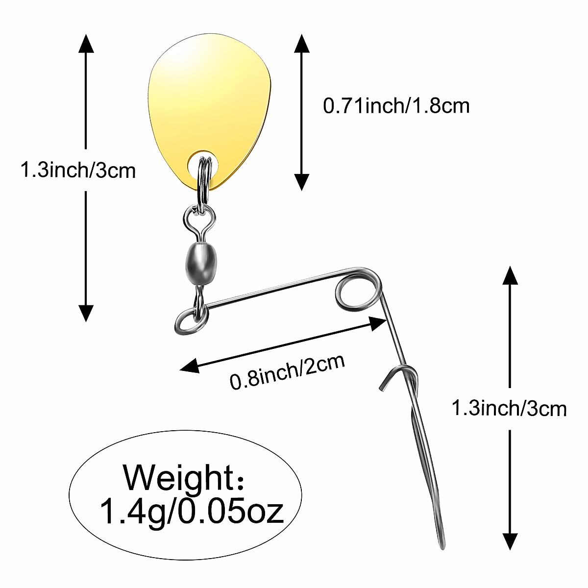 Sumind 40 Pieces Fishing Spinner Blades Spinner Bait Smooth Spoons Rigs Fishing Spoons Blades Lures Accessories(Gold)