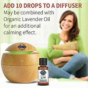 Garden of Life Essential Oil, Geranium 0.5 fl oz (15 mL), 100% USDA Organic & Pure, Clean,Undiluted for Diffuser,Aromatherapy,Meditation - Balance,Relaxation, Calming, Floral,Aromatic (103255)