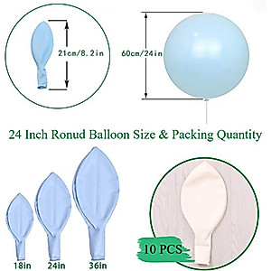 24 Inch Latex Round Balloons 10 Pack White Thick Big Balloons for Photo Shoot Wedding Baby Shower Birthday Party Decorations by IN-JOOYAA