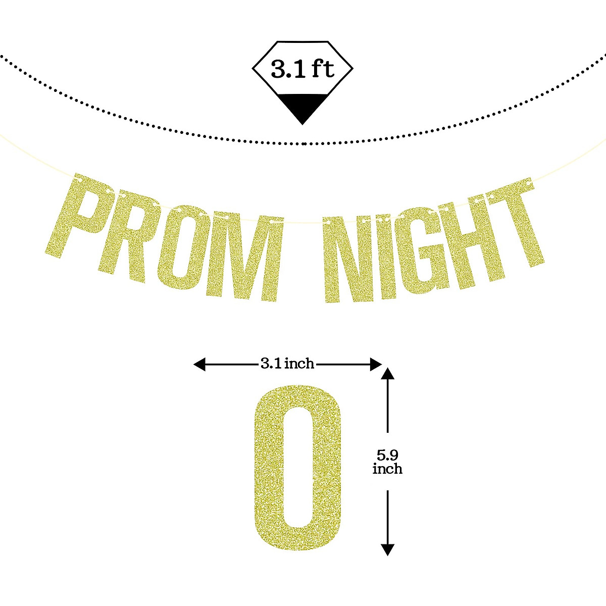 Prom Night Banner, Prom 2025 Decor, Class of 2025 Graduation Bunting Garland, Congrats Grad Party Decorations Gold Glitter