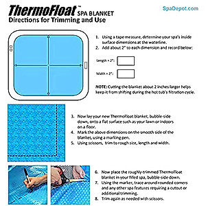 Spa Depot Thermo-Float 16-mil 8ft x 8ft Hot Tub Bubble Cover Floating Spa Blanket - trimmable Heavy-Duty Insulating Solar Heating